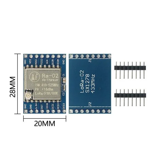 Mạch RF Lora SX1278 433Mhz Ra-02 ra chân - dke.vn - Cần Thơ