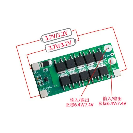 Mạch sạc và bảo vệ pin BMS 2S 3.2V 20A - dke.vn - Cần Thơ